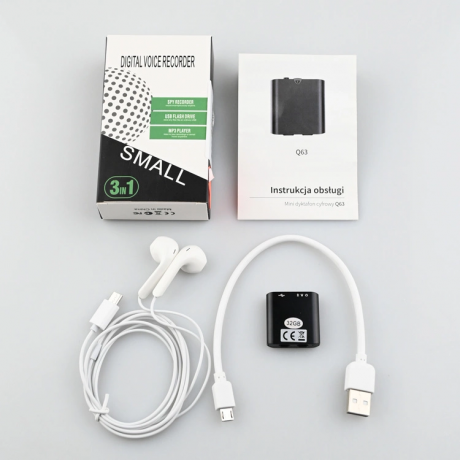 Mini Dyktafon Szpiegowski 32GB Podsłuch Q63 | dzikaknieja.pl